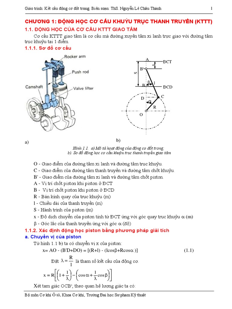 Chƣơng 1: Động Học Cơ Cấu Khuỷu Trục Thanh Truyền (Kttt) | PDF