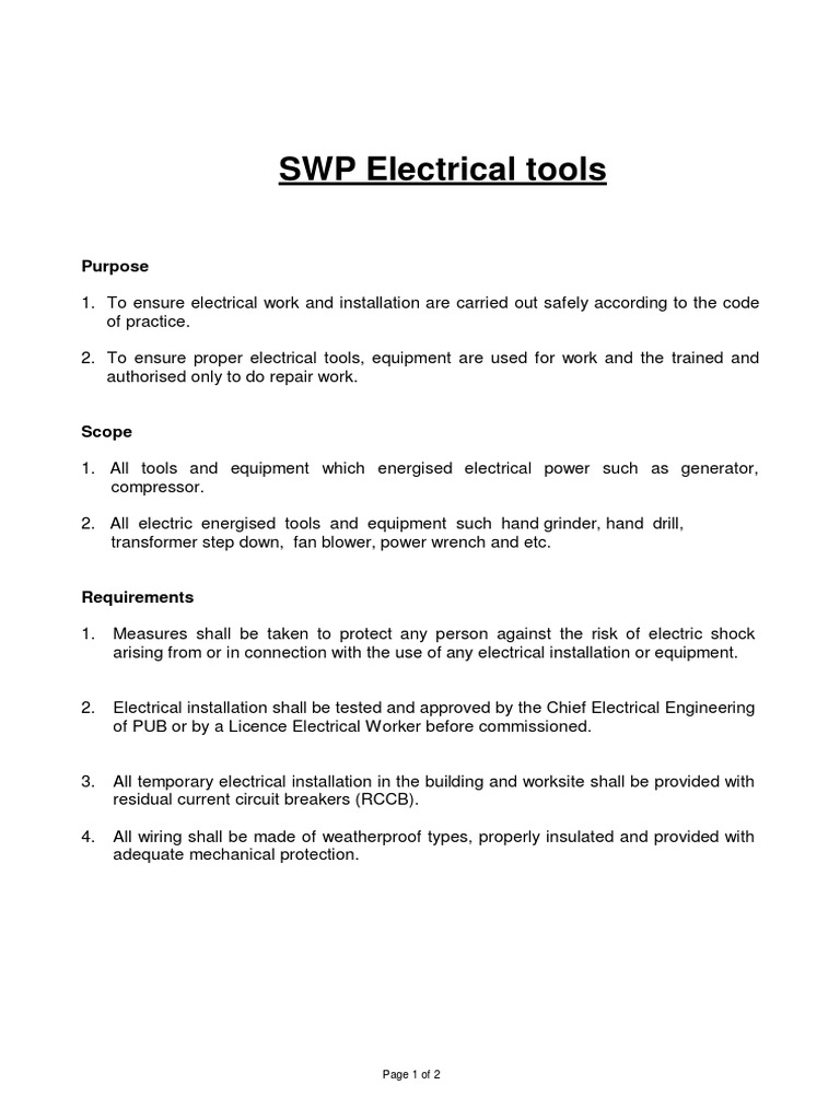 Rei SWP 5 Electrical Works | PDF | Home & Garden | Science & Mathematics