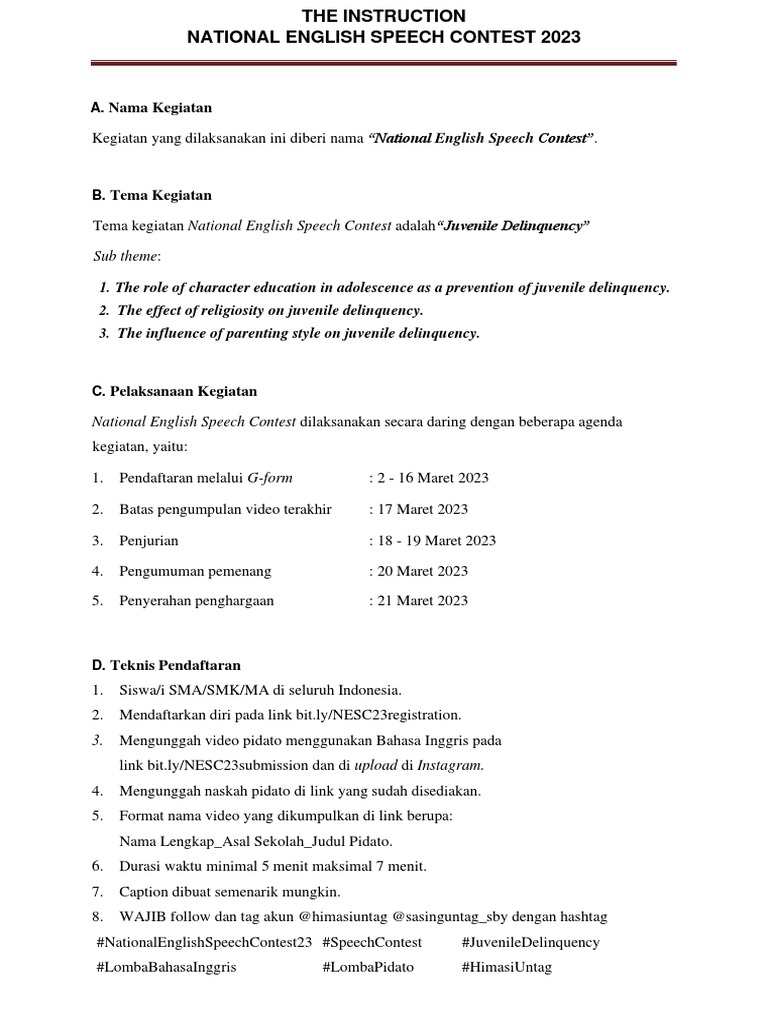 Petunjuk Teknis Nesc 2023 Fix | PDF