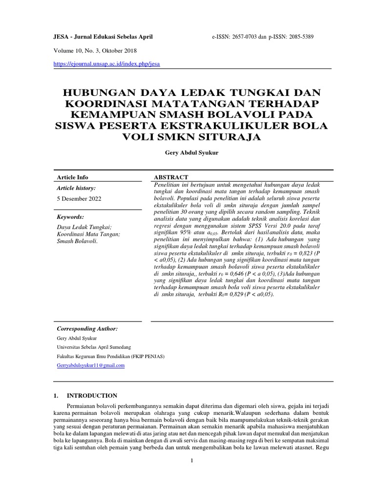Daya Ledak Tungkai dan Smash Voli | PDF