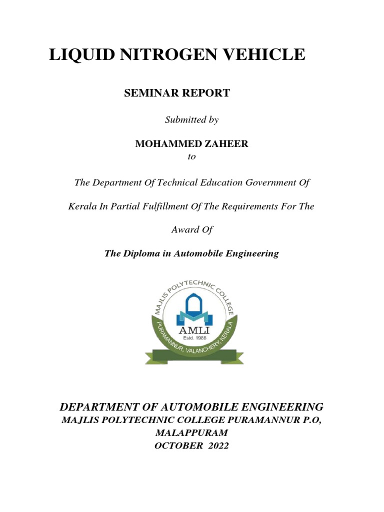 Liquid Nitrogen Vehicle | PDF | Engines | Gases