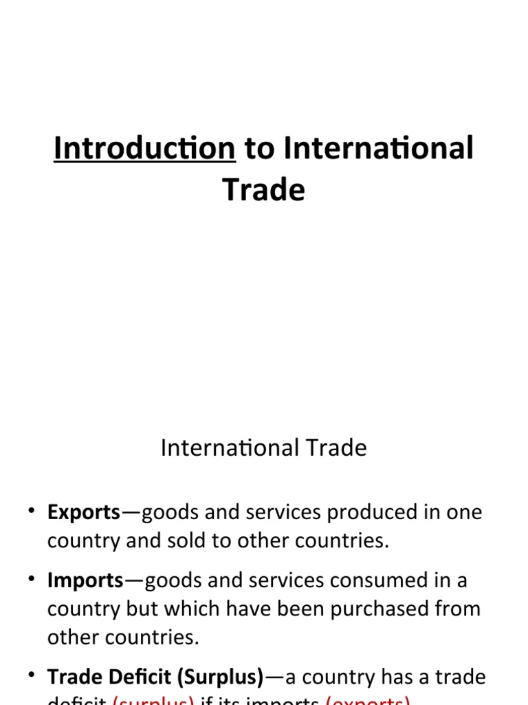 Introduction to International Trade: Exports, Imports, and ...