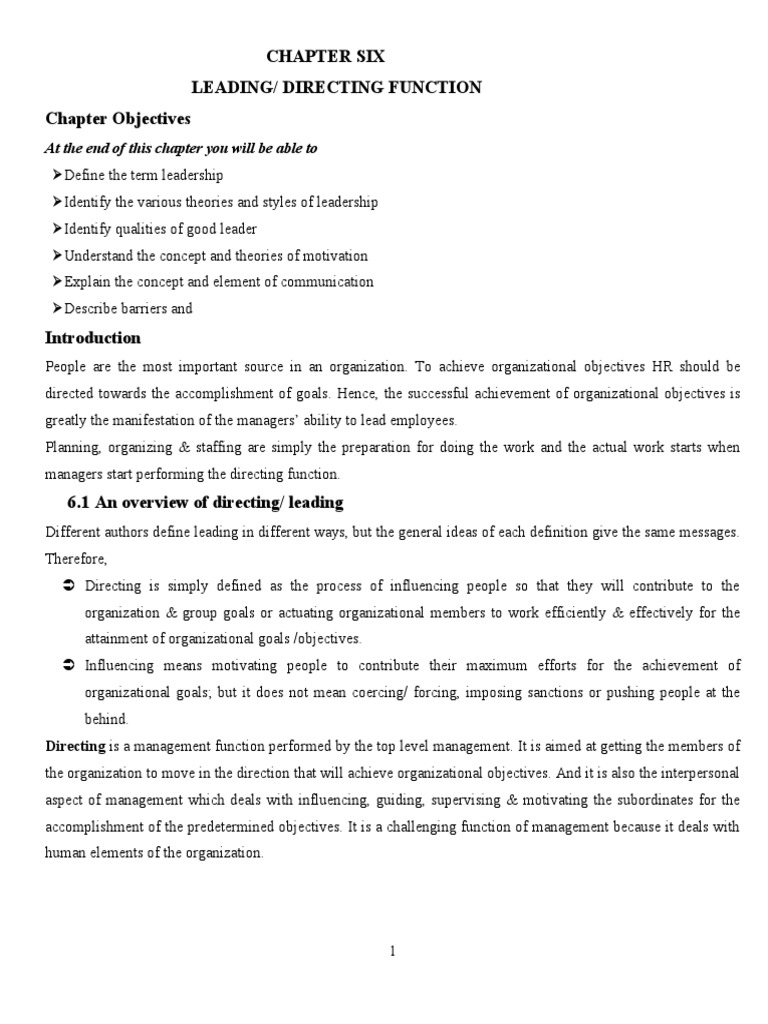 CH 6 Directing | PDF | Leadership | Motivational