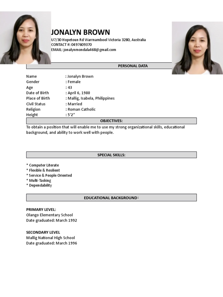 Jonalyn RESUME 43 | PDF