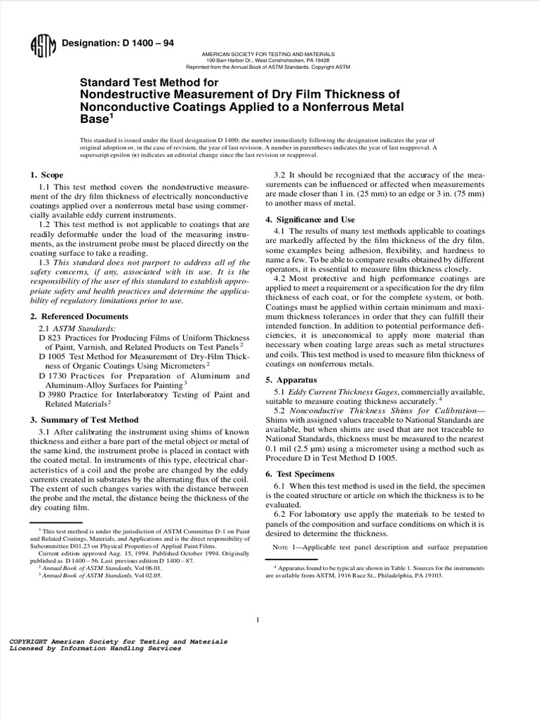 Nondestructive Measurement of Dry Film Thickness of Nonconductive ...