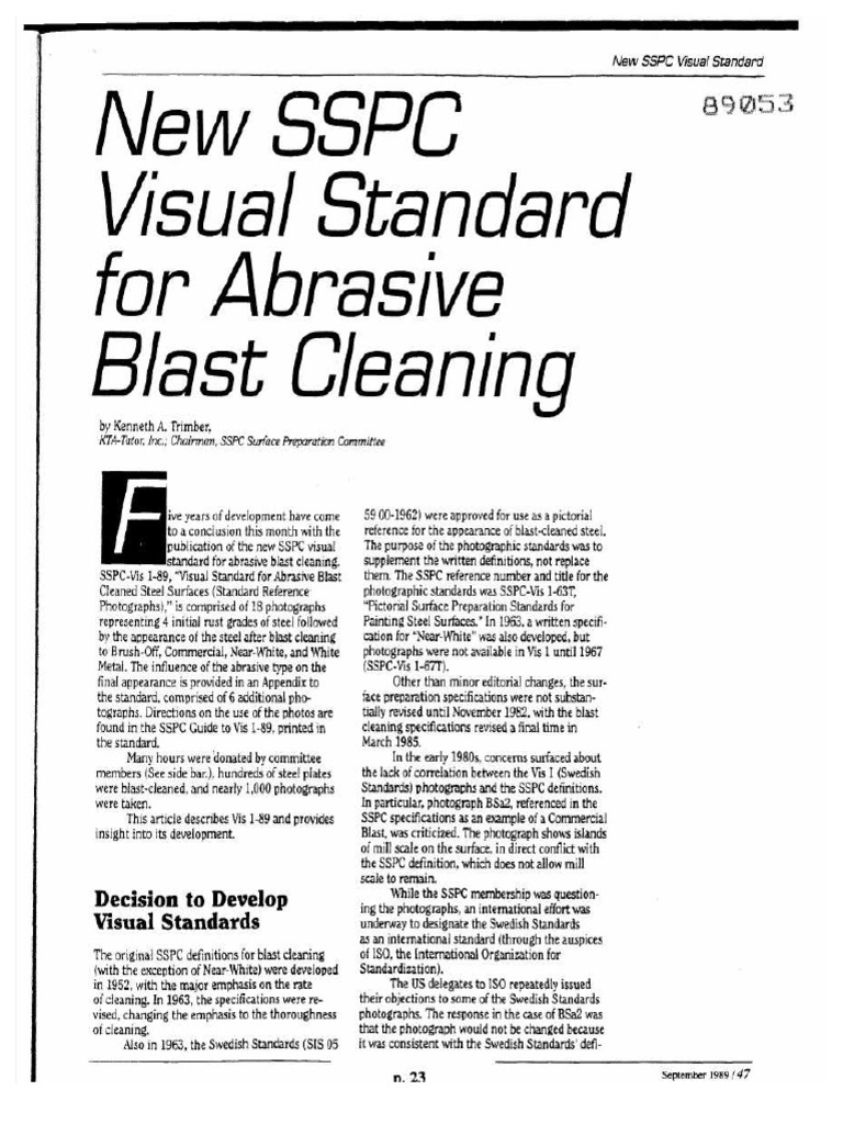Visual Visual: Standard Standard Abrasive Abrasive Cleaning Cleaning | PDF