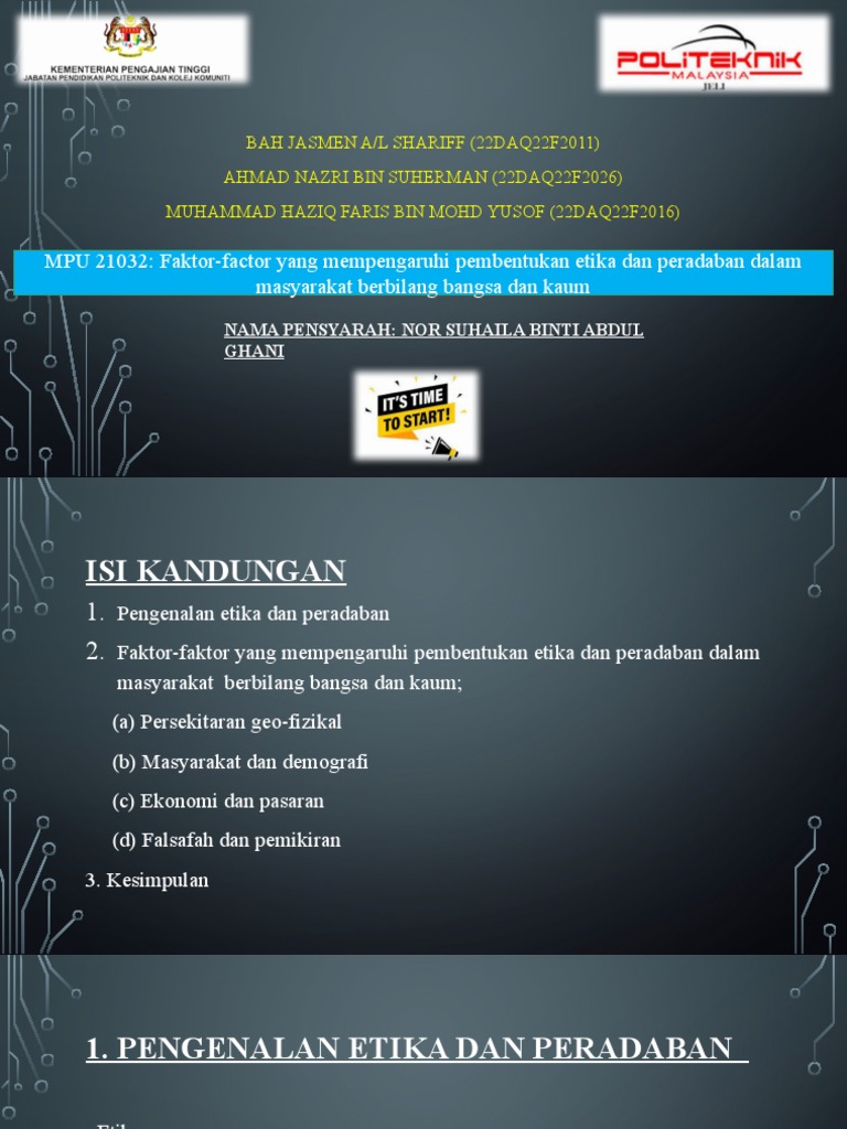 MPU 21032: Faktor-Factor Yang Mempengaruhi Pembentukan Etika Dan Peradaban Dalam Masyarakat ...