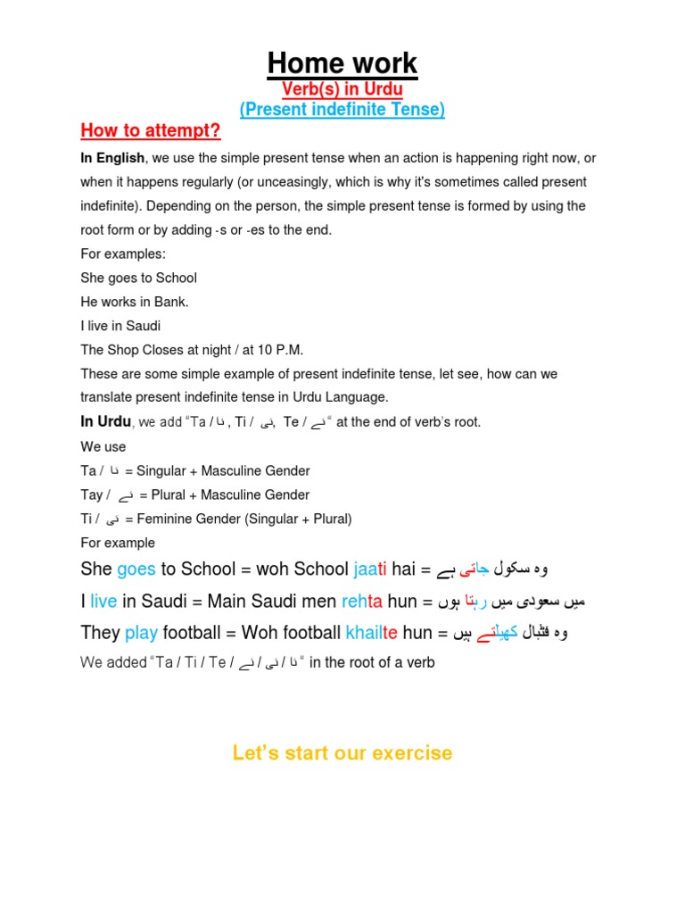 Homework PDF | PDF | Grammatical Tense | English Language