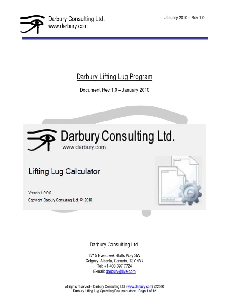 Darbury Lifting Lug Operating Document | PDF | Information | Mechanical ...