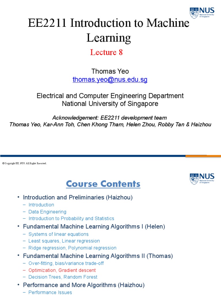 EE2211 Introduction To Machine Learning | PDF | Time Complexity | Mathematical Optimization