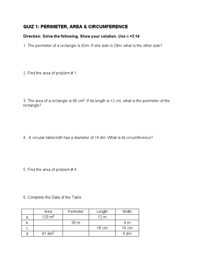 Perimeter and Circumference | Download Free PDF | Area | Length
