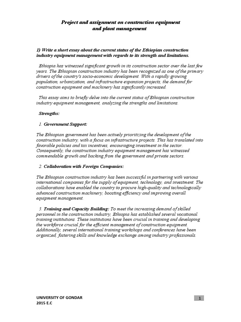 Assignment and Project For Equipment | PDF | Crane (Machine) | Rail ...