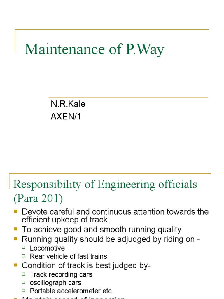 Maintenance of PWay | PDF | Rail Transport | Transport Infrastructure