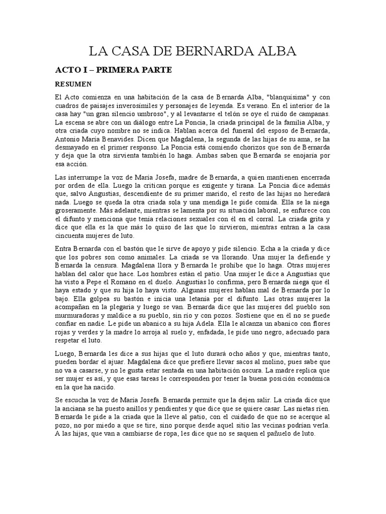La Casa de Bernarda Alba | PDF | Amor | Los símbolos