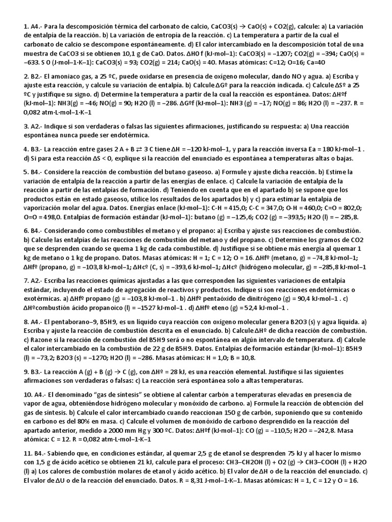Ej Tema 4 | PDF | Combustión | Entalpía
