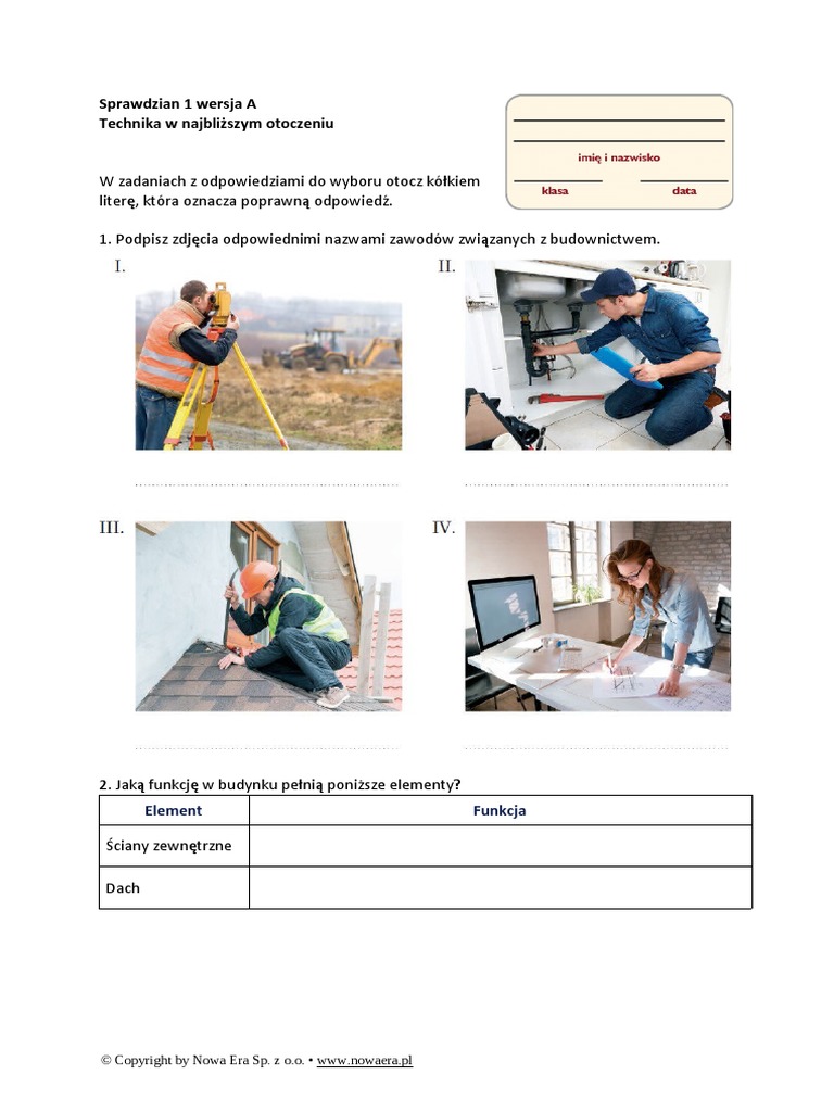 Sprawdzian-Technika KL 6 | PDF