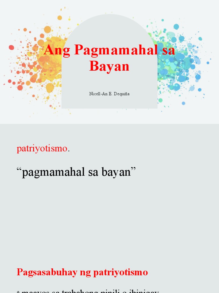 Ang Pagmamahal Sa Bayan | PDF