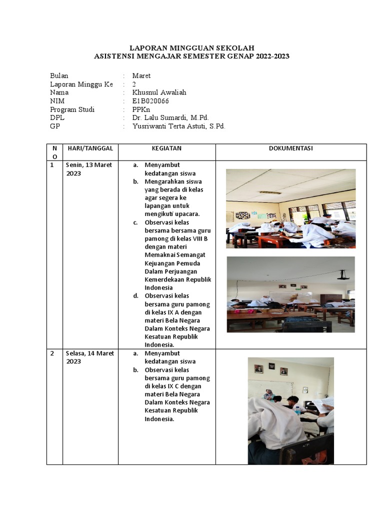 Contoh Laporan PLP | PDF