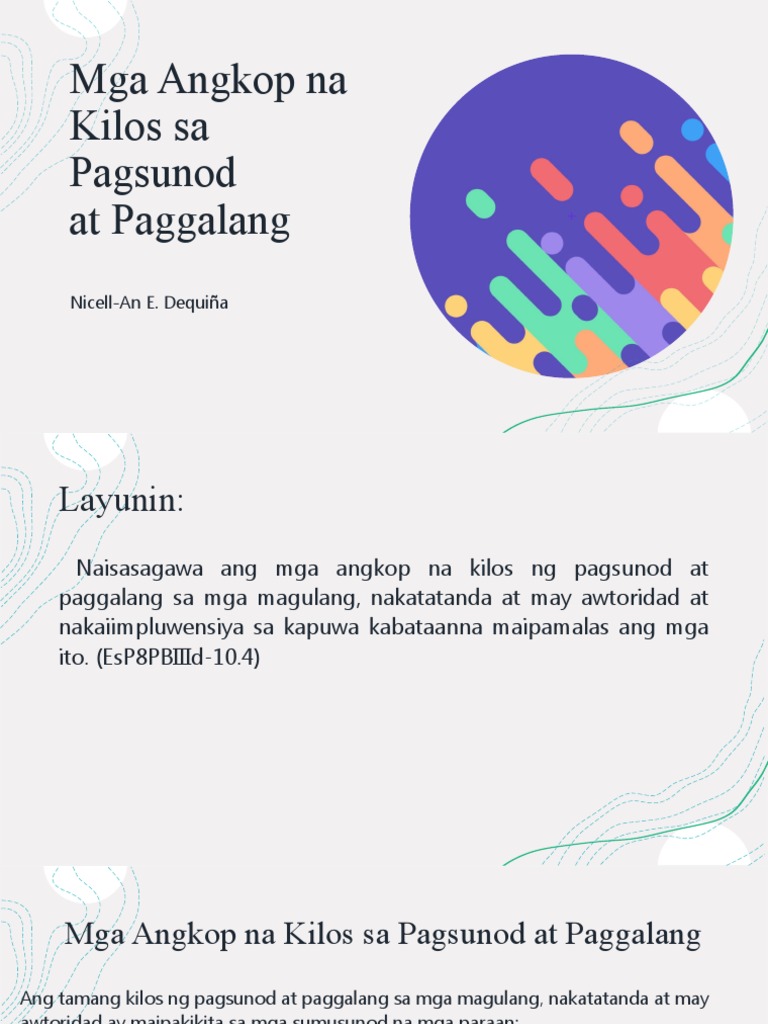 Mga Angkop Na Kilos Sa Pagsunod at Paggalang Sa Magulang, Nakakatanda ...