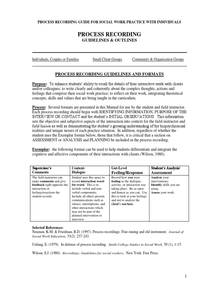 Process Recording: Guidelines & Outlines | PDF | Leadership | Feeling