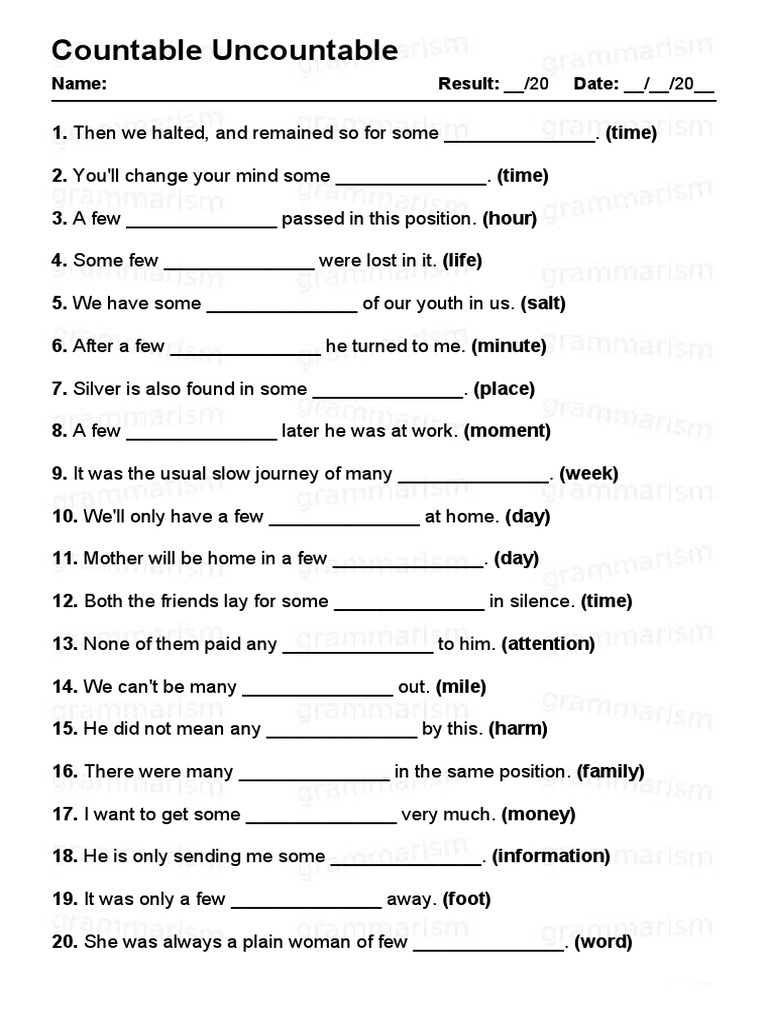 Grammarism Countable Uncountable Test 7 1814087 | PDF