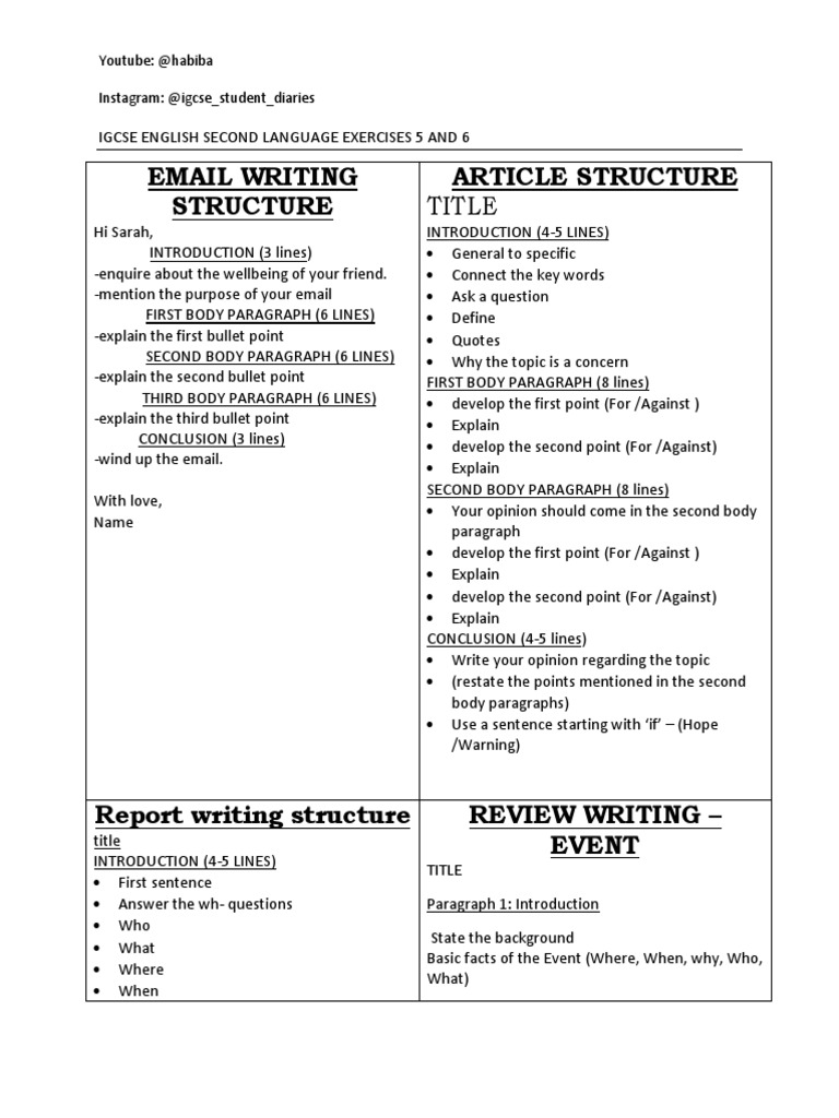 Igcse English Second Language Exercises 5 and 6 | PDF | Linguistics ...