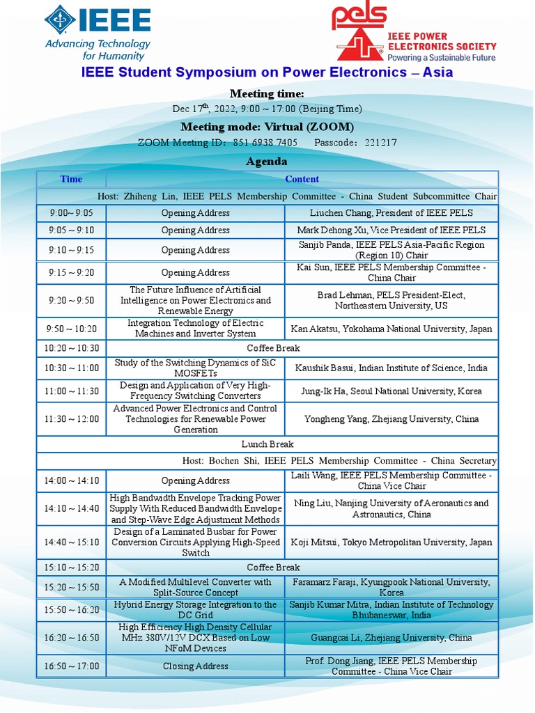IEEE Student Symposium On Power Electronics-Asia-EN-20221206 | PDF | Power Electronics | China
