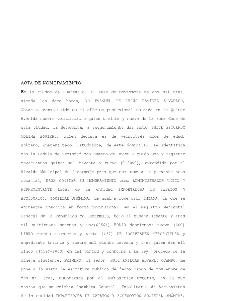 Acta de Nombramiento | PDF | Gobierno