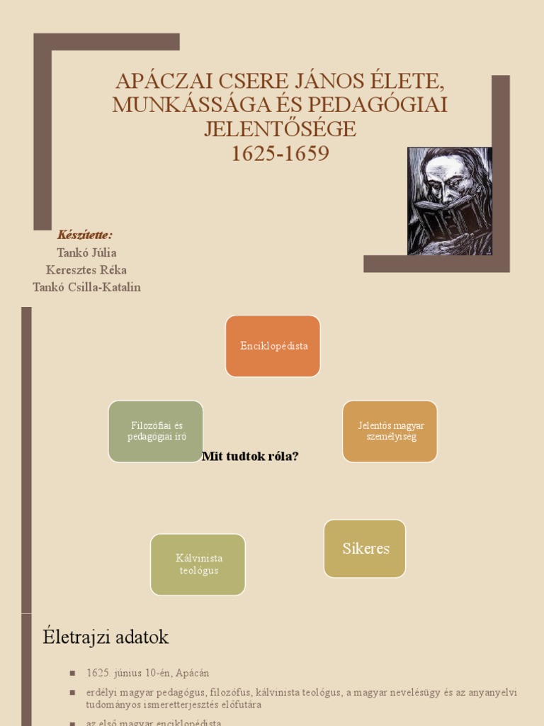 Apáczai Csere János Élete, Munkássága És Pedagógiai Jelentősége 1625 ...