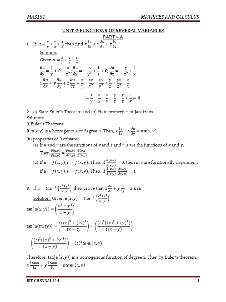 UNIT-3 Functions of Several Variables | PDF | Maxima And Minima | Mathematical Objects