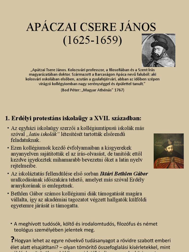 Apáczai Csere János (1625-1659) | PDF