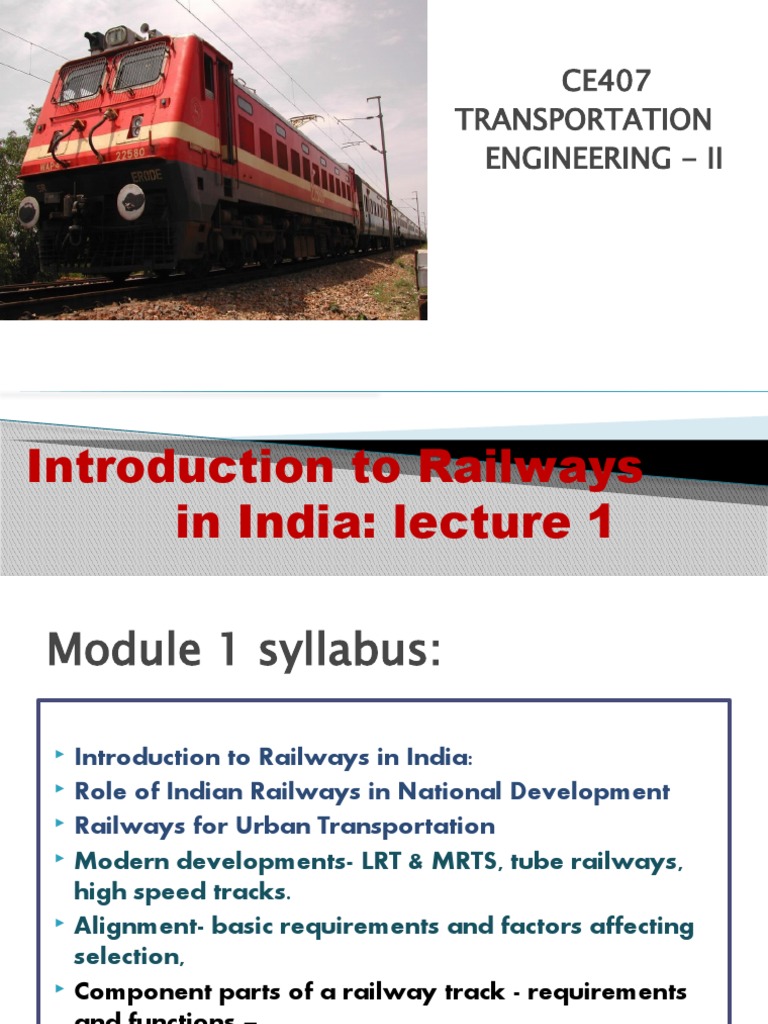 Railways Introduction: Role, Components | PDF | Rail Transport | Train