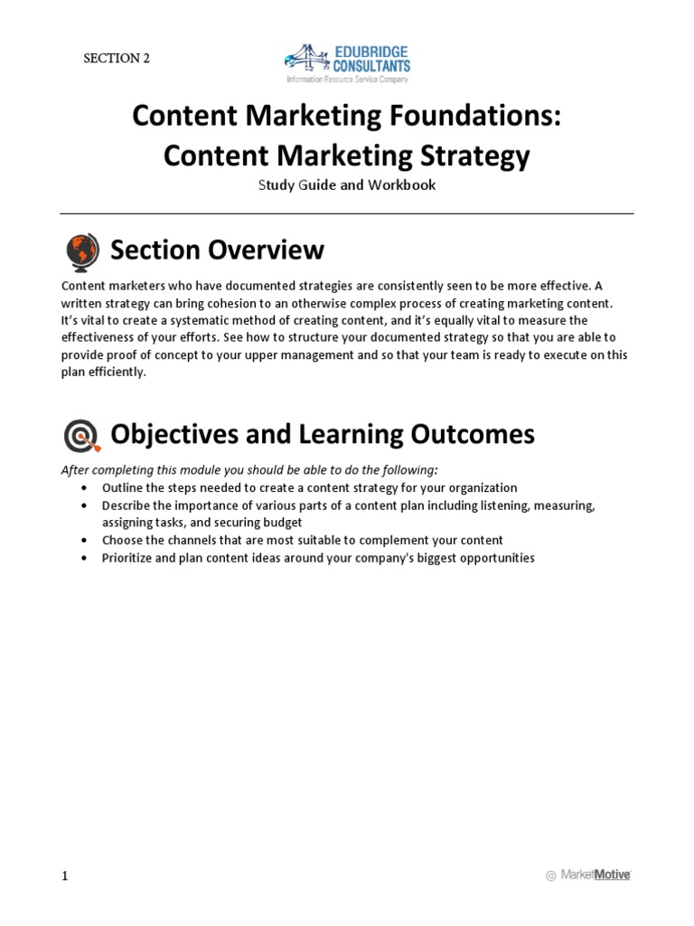 2 Content Marketing Strategy - Study Guide - Workbook | PDF | Marketing ...