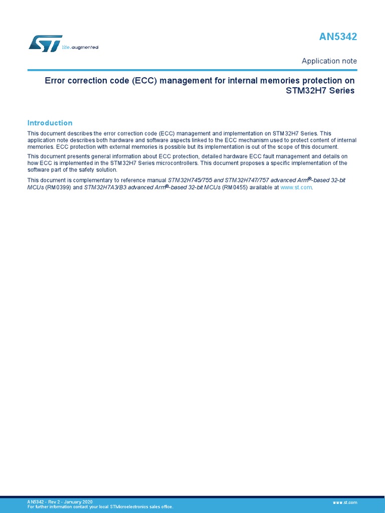 An5342 Error Correction Code Ecc Management For Internal Memories ...