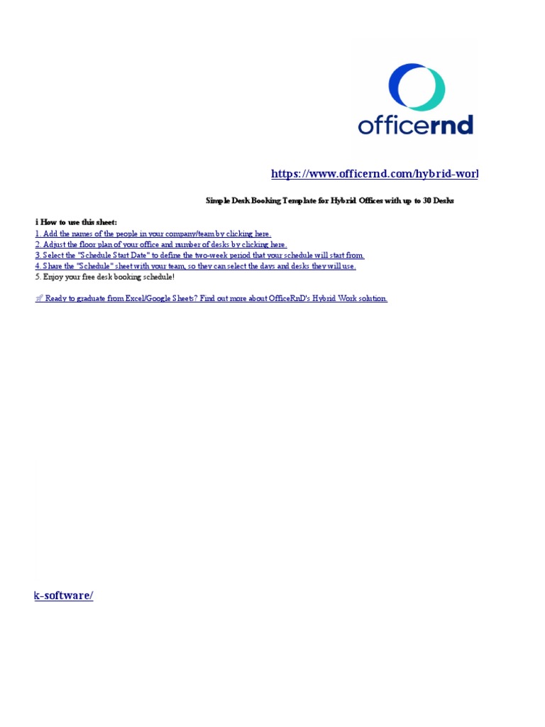 A Simple Hybrid Office Desk Booking Template for Teams of Up to 30 ...