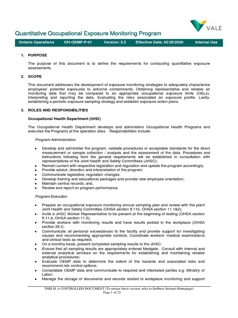 Occupational Exposure Monitoring Program | Download Free PDF ...