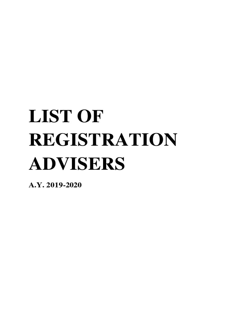 List of Reg Advisers 2019 2020 | PDF