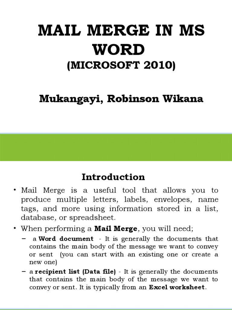 Mail Merge | PDF | Microsoft Excel | Information Technology Management