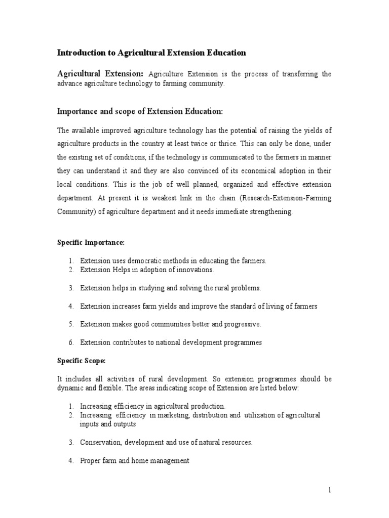 Introduction to Agricultural Extension Education | PDF | Communication ...