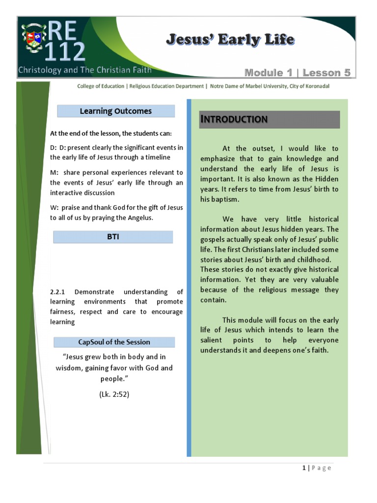 Jesus Early Life | PDF | Jesus | Nativity Of Jesus