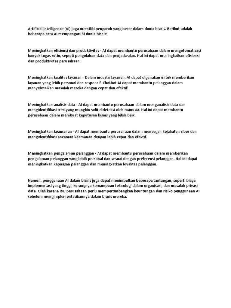 Ai Dan Bisnis | PDF | Bisnis
