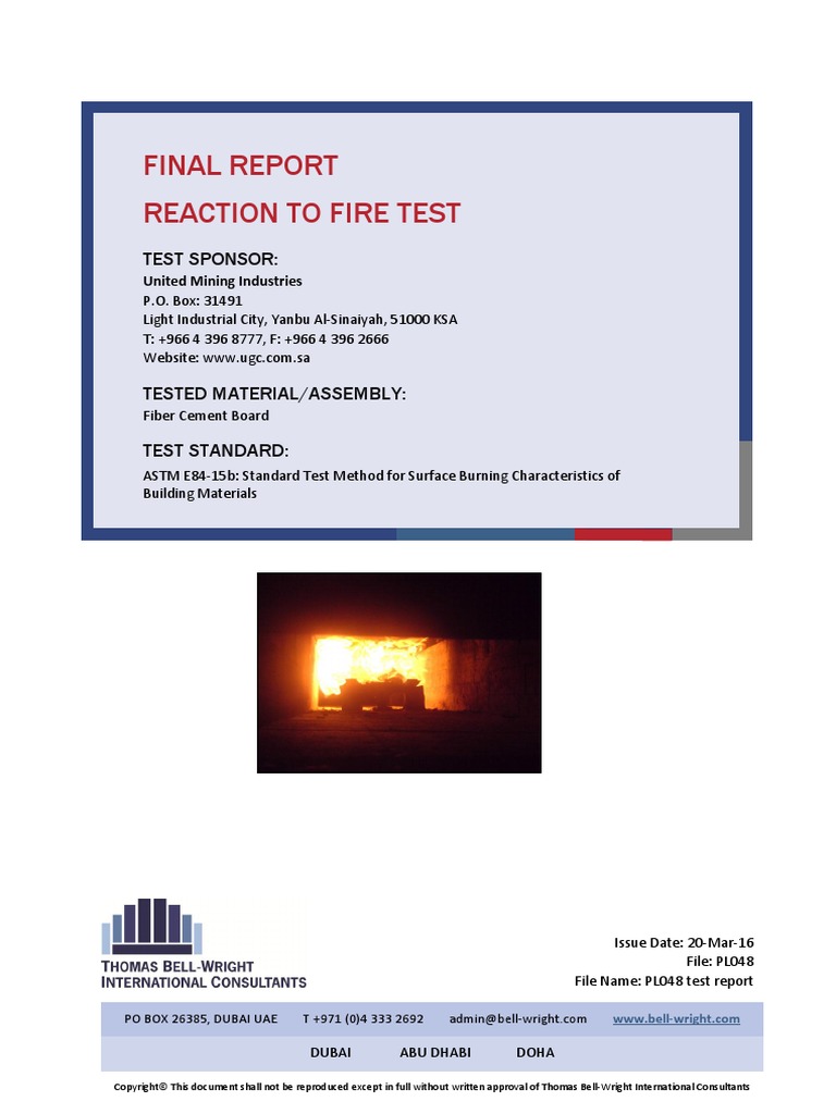 Fire Test - Thomas Bell Wright 12mm | PDF | Building Engineering ...