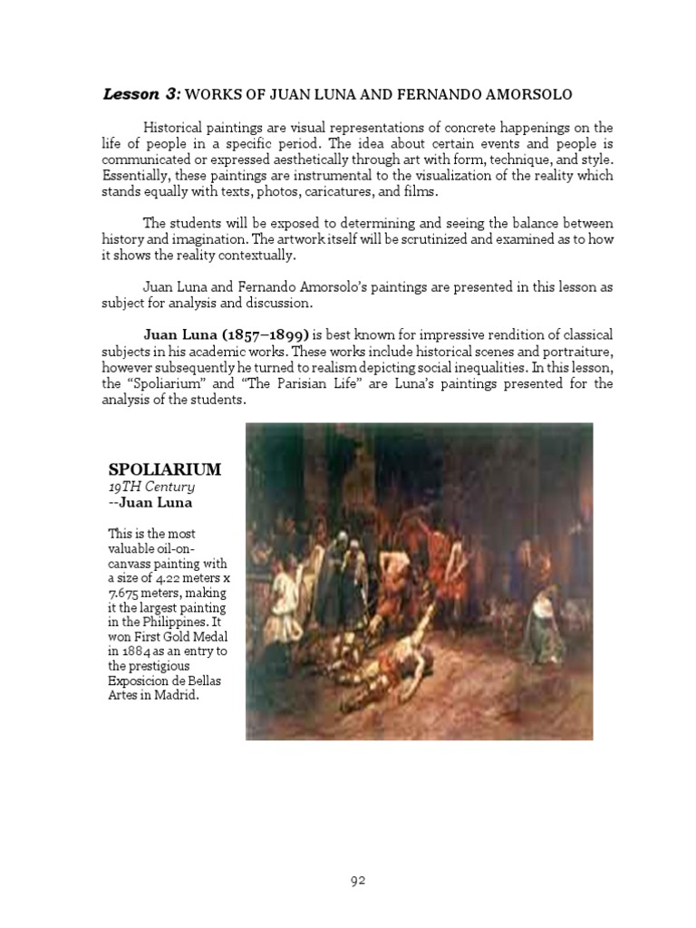 An Analysis of Historical Paintings by Juan Luna and Fernando Amorsolo ...