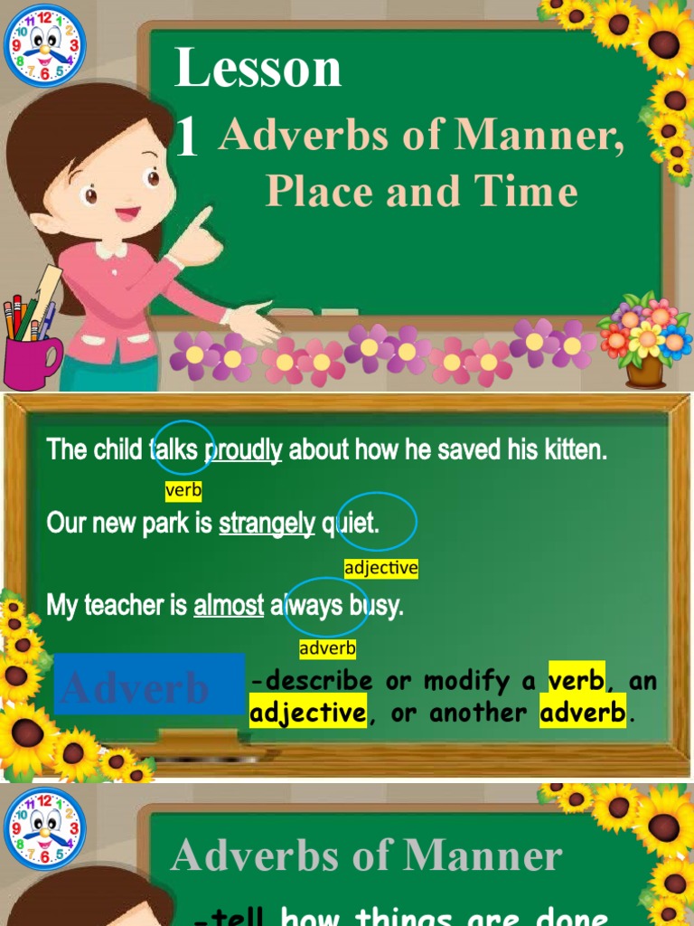 Adverb of Time, Place and Manner | PDF | Adverb | Semantic Units
