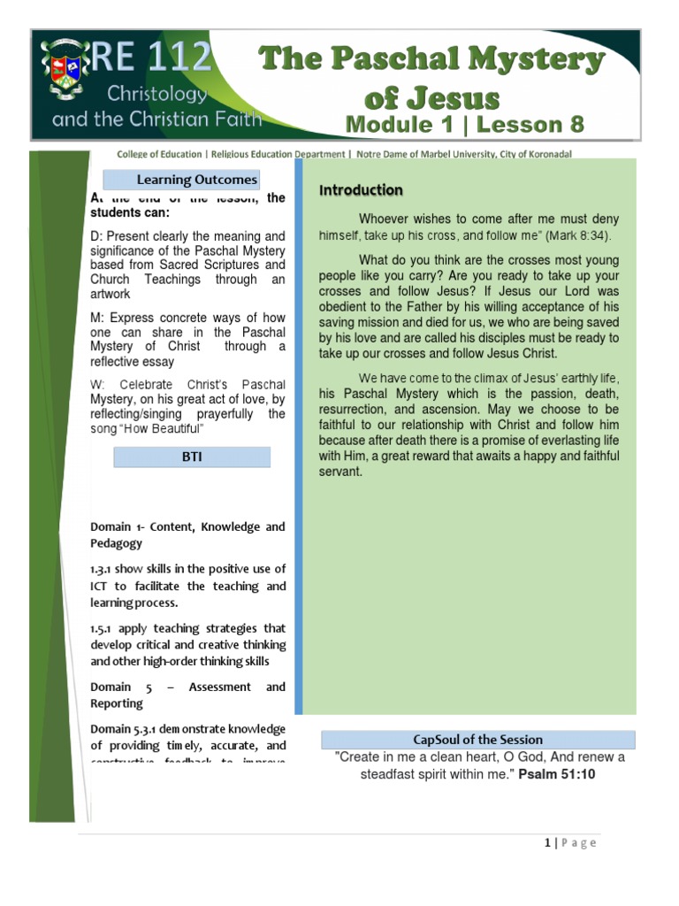 Paschal Mystery Religion Notes | PDF | Resurrection Of Jesus | Jesus