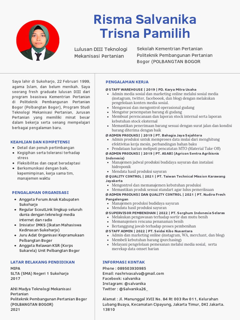 Profil Profesional Risma Salvanika | PDF