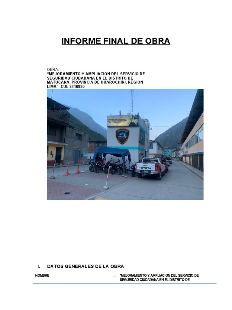 INFORME FINAL DE OBRA Seguridad | PDF | Violencia doméstica | Violencia