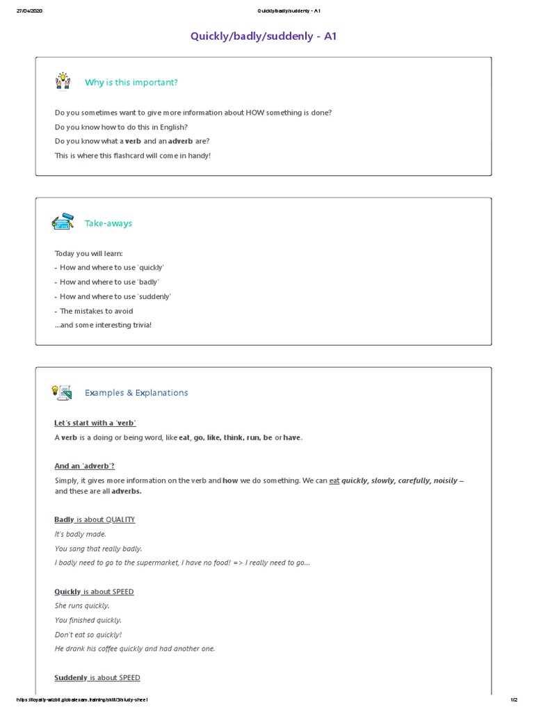 Using Adverbs: Quickly, Badly, Suddenly | PDF | Adverb