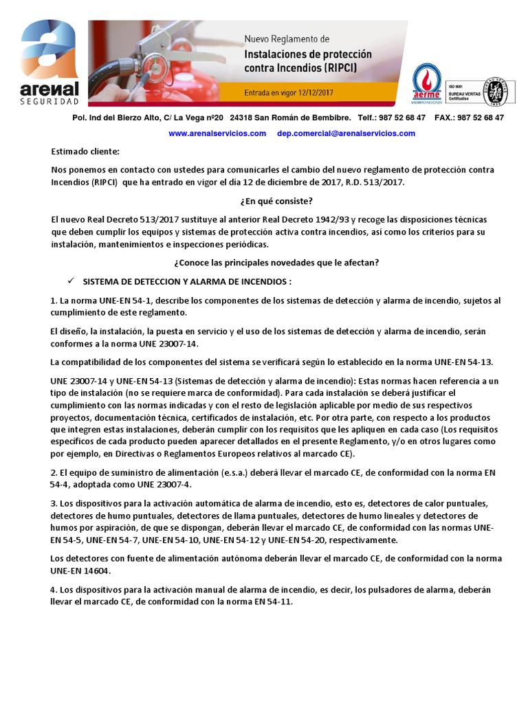 Carta A Clientes Central y Alarma Contra Incendios | PDF
