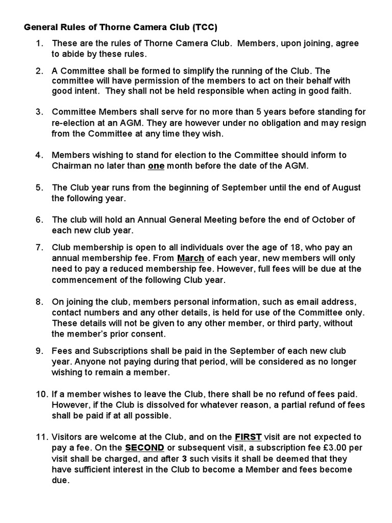 TCC Club Election and Membership Rules | PDF | Justice | Crime & Violence